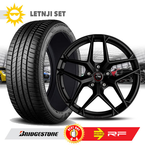 275/45 R21 + 315/40 R21 SET BRIDGESTONE + MOMO RF07 SB BLK 5/112 + TPMS