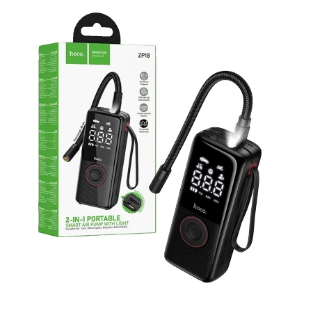 Hoco memory auto kompresor, sa svetlom, 3 bar, 4000 mah - zp18