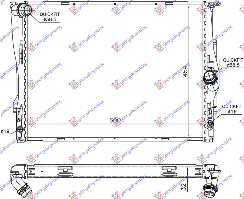 HLADNJAK MOTORA ZA SVE MODELSE BENZIN (MAN/AUTO) (600x460x32) 2 CEVI (KOYO)