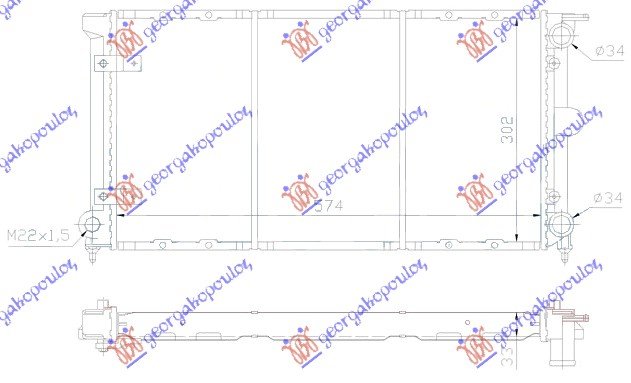 HLADNJAK MOTORA 1.5/1.6/1.8 BENZIN - 1.6 DIZEL (570x320x34) (NISSENS)