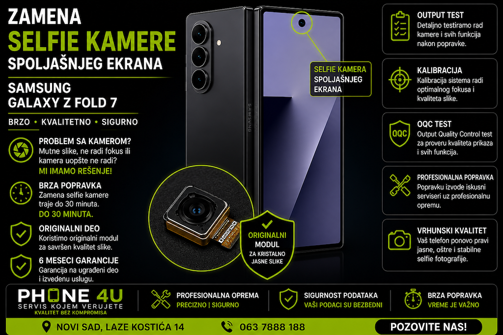 Selfie kamera spoljašnjeg ekrana Samsung Galaxy Z Fold 7