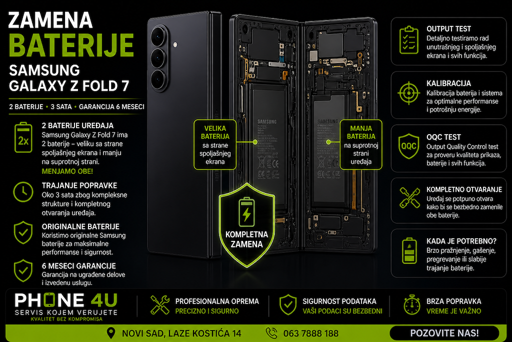 Zamena baterije Samsung Galaxy Z Fold 7 | Phone4U Novi Sad