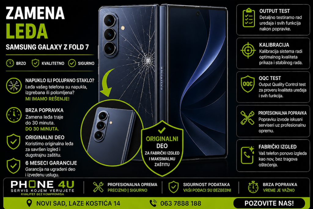 Zamena leđa Samsung Galaxy Z Fold 7 | Phone4U Novi Sad
