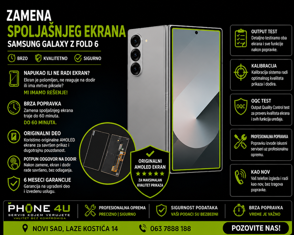 Zamena spoljašnjeg ekrana Samsung Galaxy Z Fold 6