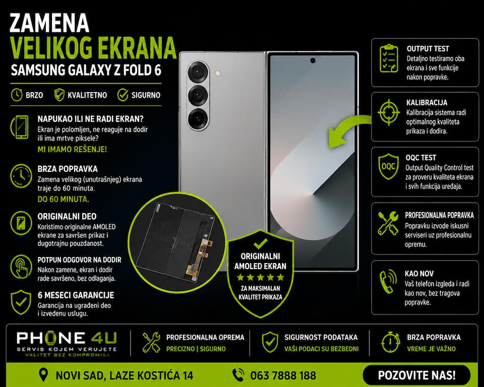 Zamena unutrašnjeg ekrana Samsung Galaxy Z Fold 6 | Phone4U