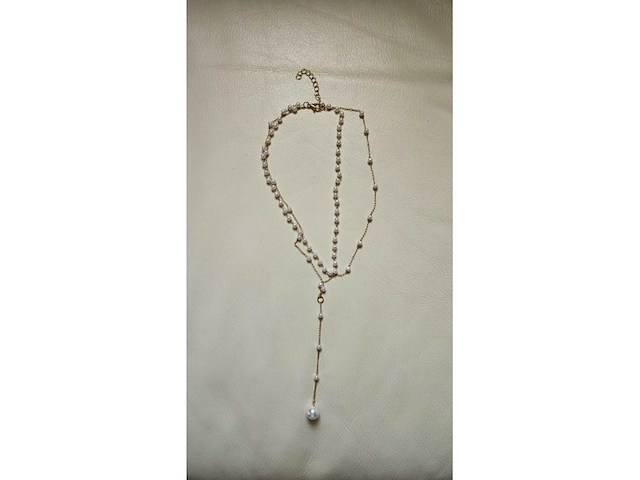 Y-shape Lariat dupla ogrlica sa perlama, novo