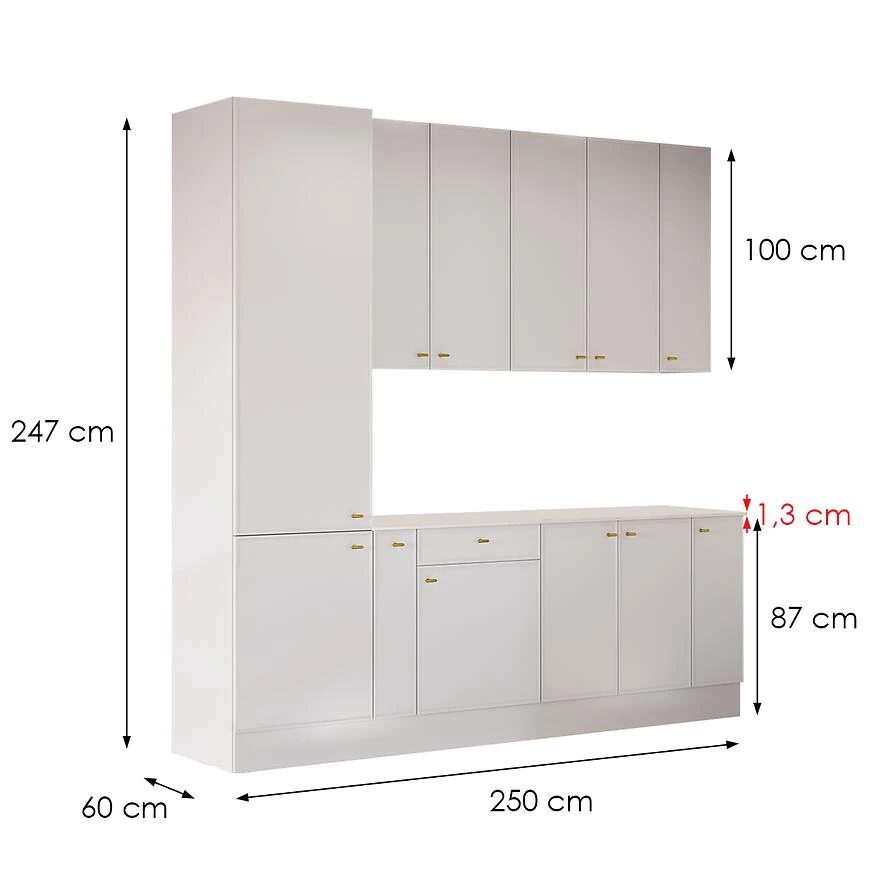 Luxeo blok kuhinja 250 cm bela