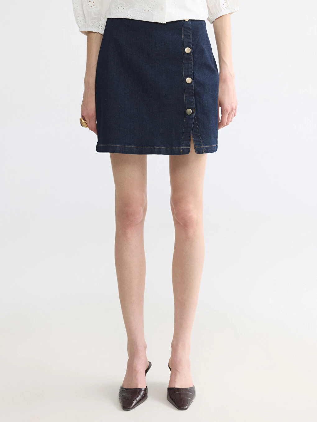 LCWAIKIKI Classic Slim Fit Ženski Teksas Šorts Suknja