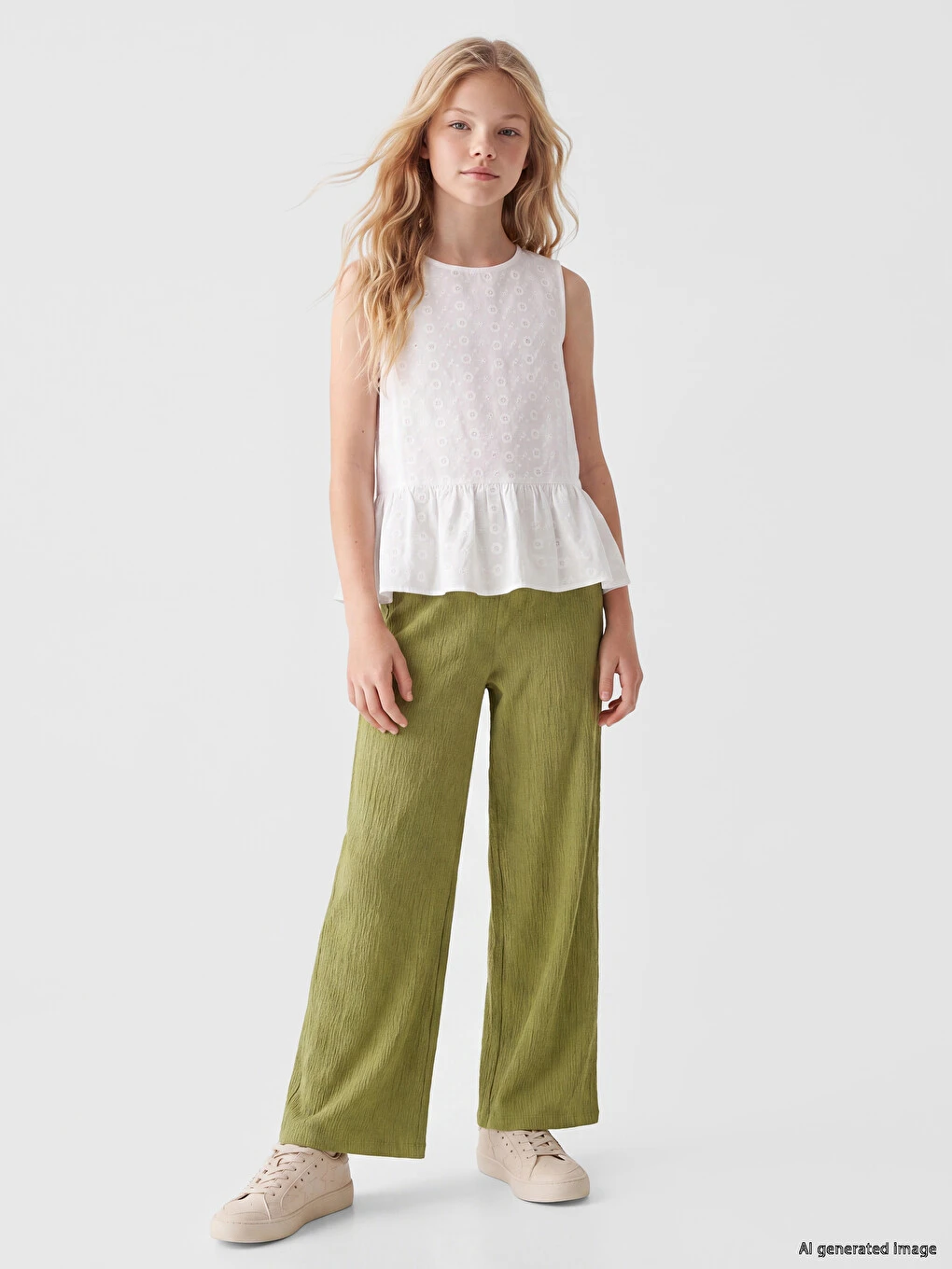 LCW Kids Pantalone Širokih Nogavica Za Devojčice