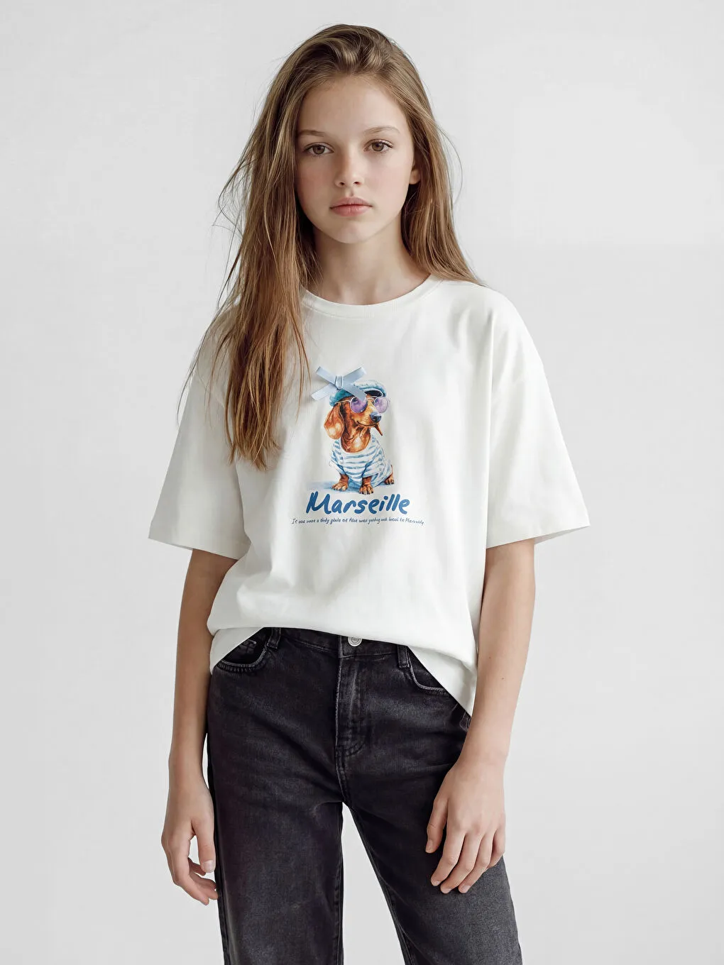 LCW Kids Majica Sa Okruglim Izrezom Sa Štampom Za Devojčice
