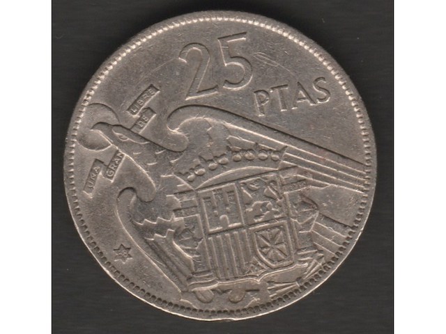 25 Pesetas (Fransisko Franko)-1957(68)-Španija, Spain