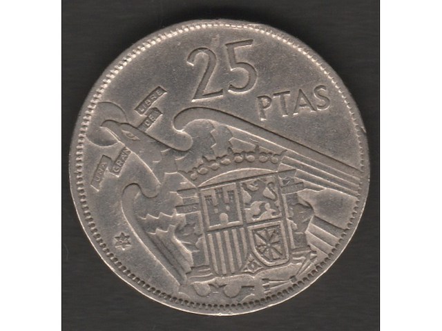 25 Pesetas (Fransisko Franko)-1957(64)-Španija, Spain