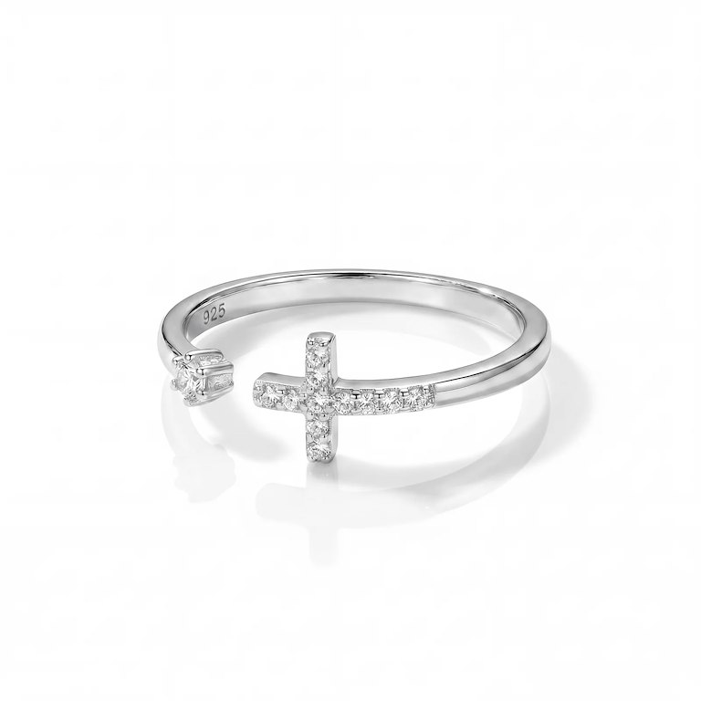 SREBRNI PRSTEN EDGE CROSS