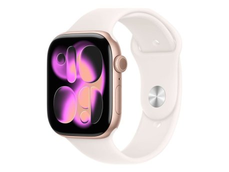 APPLE Watch S11 Cellular 46mm Rose Gold Aluminium Case with Light Blush Sport Band - S/M (mfcg4rk/a)