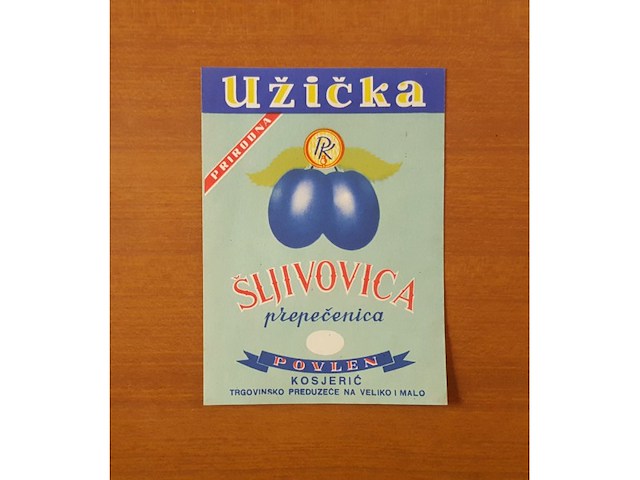 Etiketa Užička Šljivovica `POVLEN` Kosjerić Jugoslavija