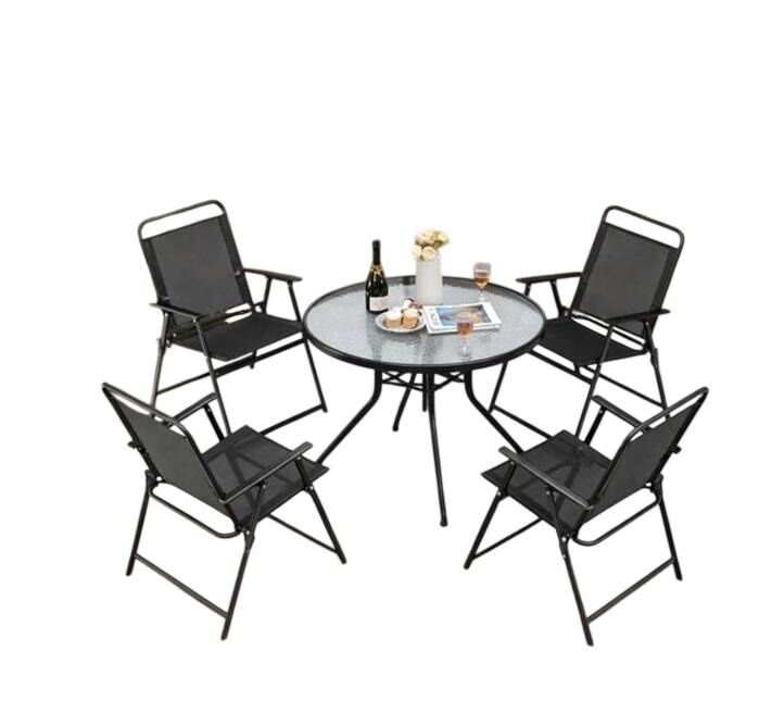 Lemon Set baštenski sto i sklopive stolice 24-SA0124C - Crni
