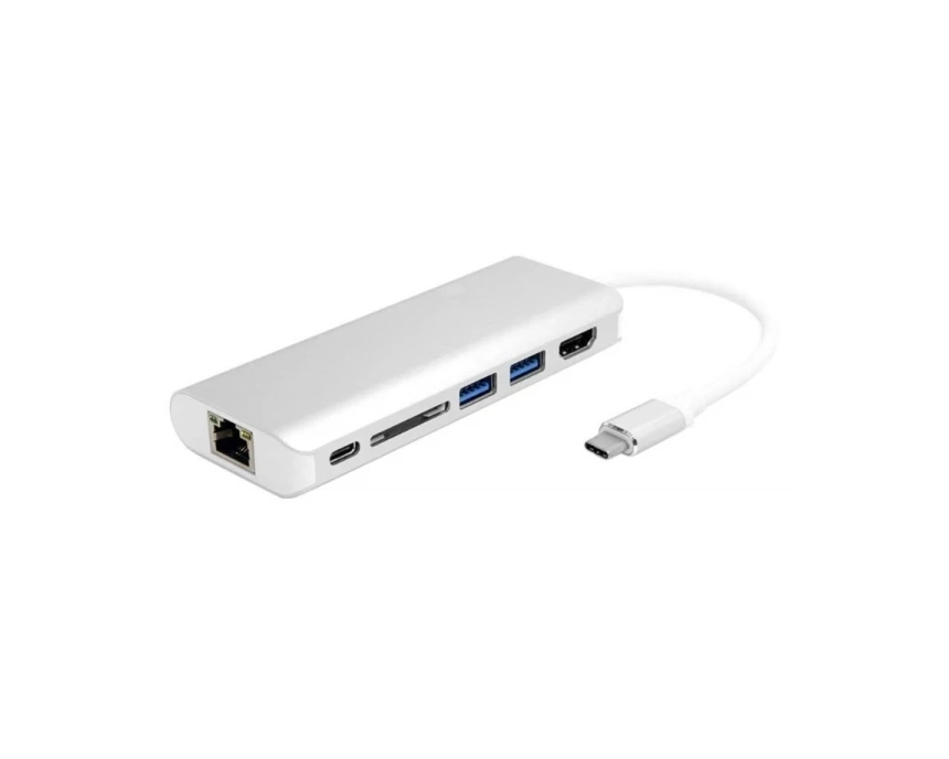 Adapter konvertor TIP C na 2xUSB 3.0+TIP C+RJ45