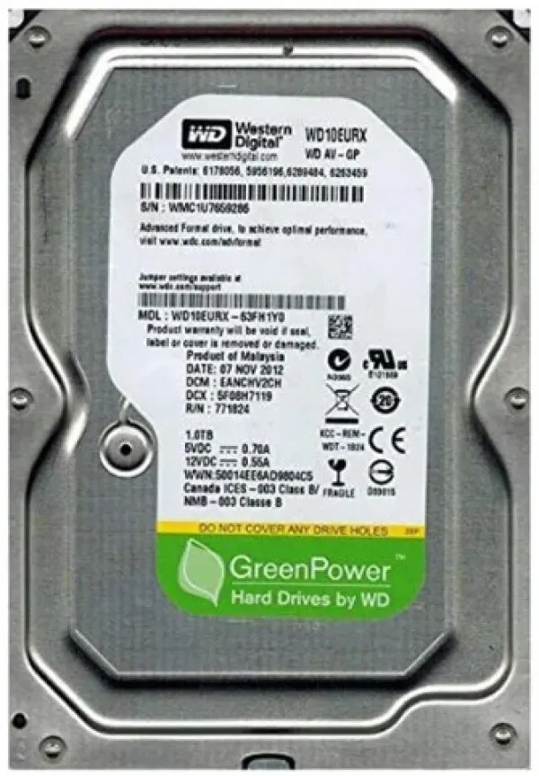 HDD 3.5 * 1TB WD10EURX WD AV-GP Green IntelliPower 64MB SATA3 (4999)