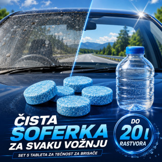 Set 5 tableta za tečnost za brisače – do 20l rastvora za čistu šoferku