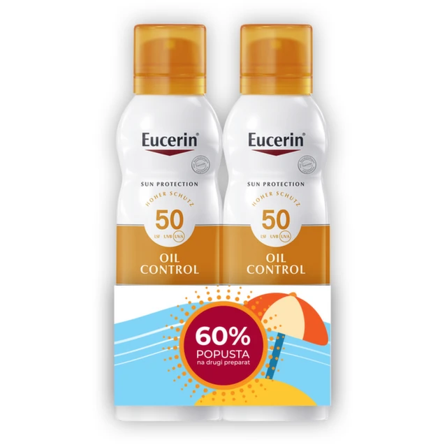 Eucerin Sun Dry Touch Sprej za zaštitu kože od sunca SPF 50, 2 X 200 ml PROMO