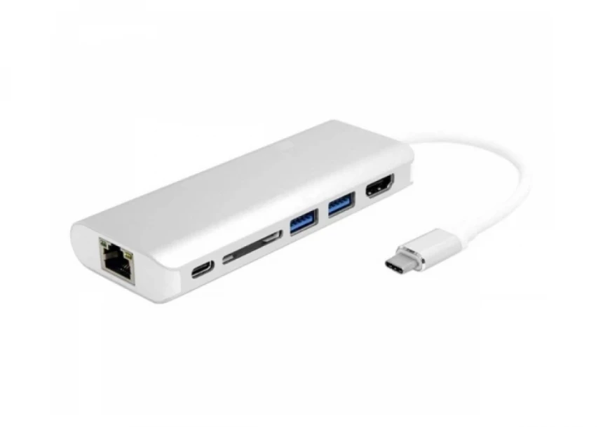 Adapter konvertor TIP C na 2xUSB 3.0+TIP C+RJ45