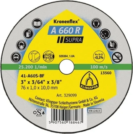 Rezna ploča za inox supra 125x1mm Klingspor