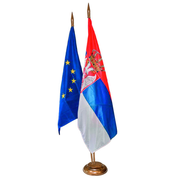 Drveno postolje/kalota za dve zastave i kopljima (dvokrako)