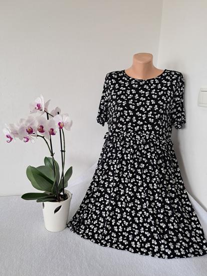 BOOHOO viskozna floral crno-bela haljina vel 44