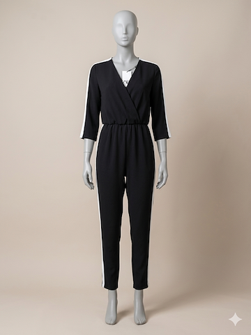 ZARA BASIC crni kombinezon sa belom trakom,S