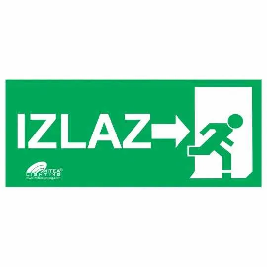 Nalepnica IZLAZ desno zelena sa slikom Mitea Lighting