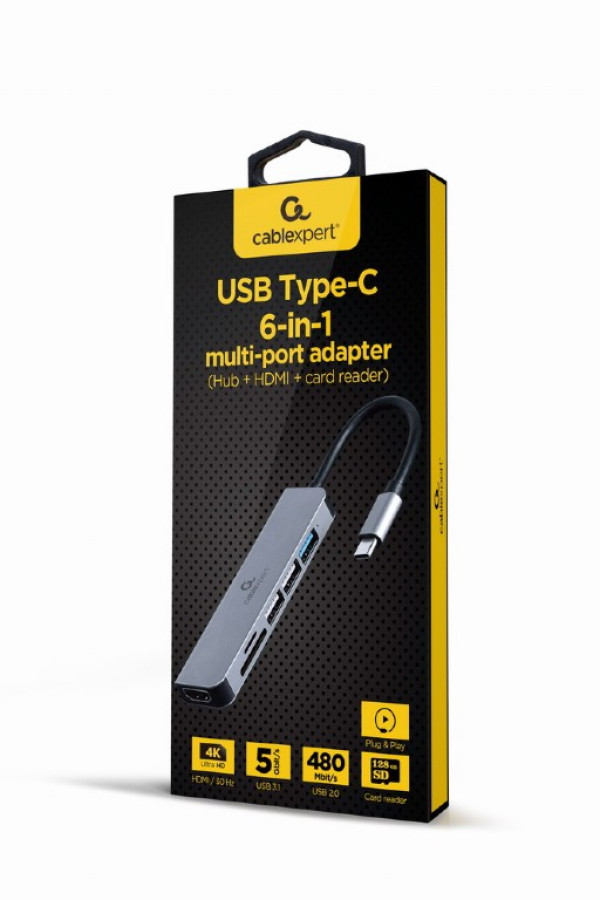USB Type-C 6-in-1 multi-port adapter (Hub + HDMI + card reader) ( A-CM-COMBO6-02 )