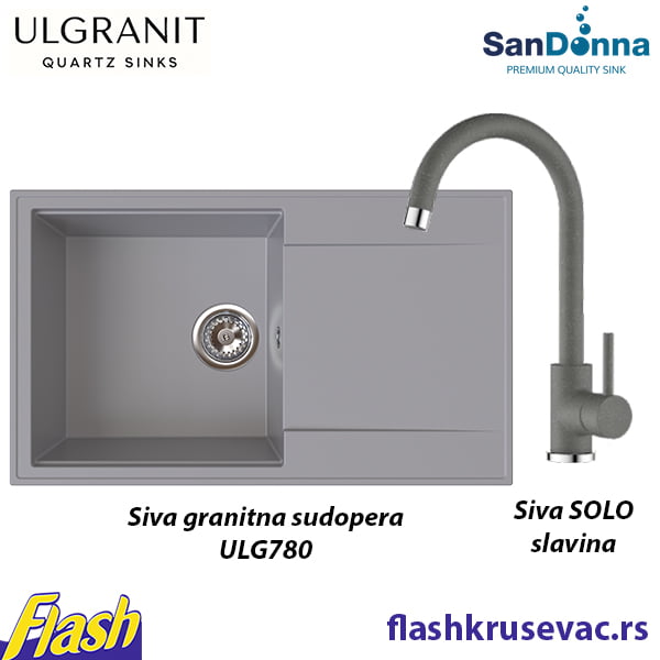 Granitna sudopera Ulgranit ULG780 (SIVA) + slavina SanDonna – SET