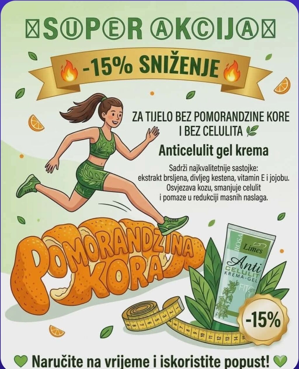 Anticelulit krema-gel Limes FIT - Namena: njega tela za kožu bez