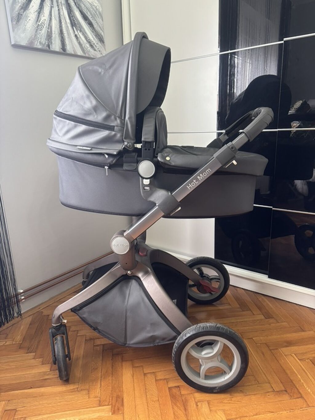 Kolica za bebe Hot Mom 2 u 1 – siva - Modularni sistem: korpa (nosač