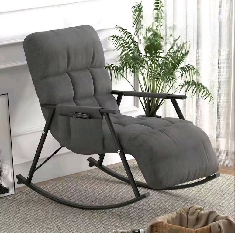 Elegantna ljuljaška stolica u nordijskom stilu sive boje ✨ ➡   Cena