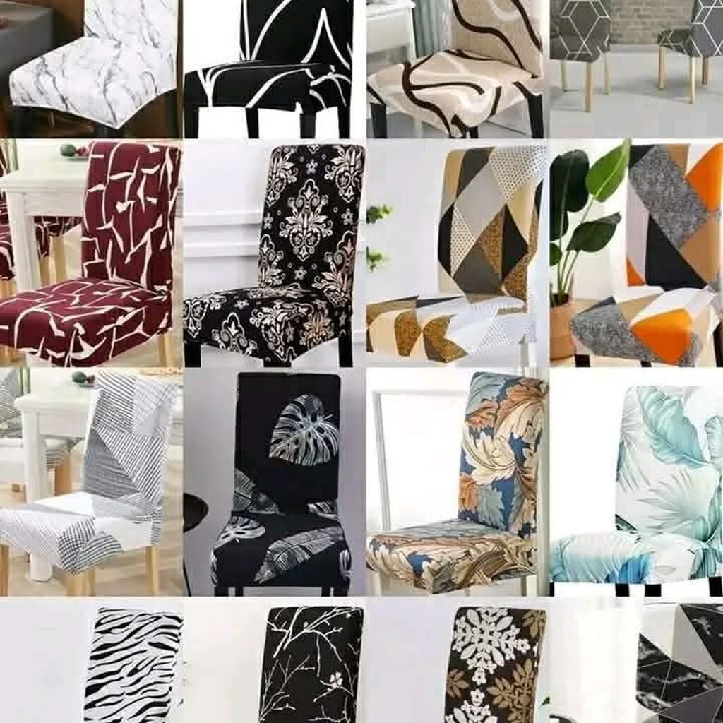 Elastične navlake za stolice – razni dezeni - Materijal: kombinacija