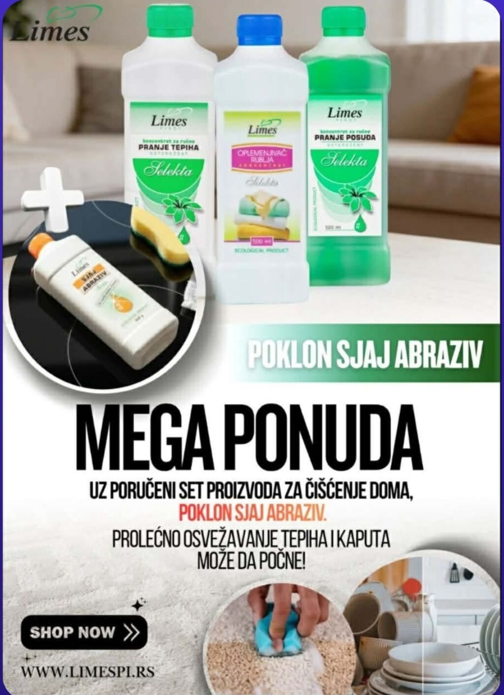 Set za čišćenje doma Limes – Selekta Sadrži: - Limes Selekta sredstvo