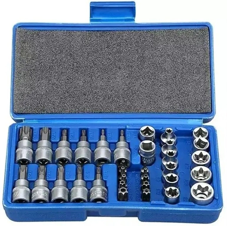 Set nasadnih bitova i gedora – Torx/E-Torx/bitovi u plastičnom koferu