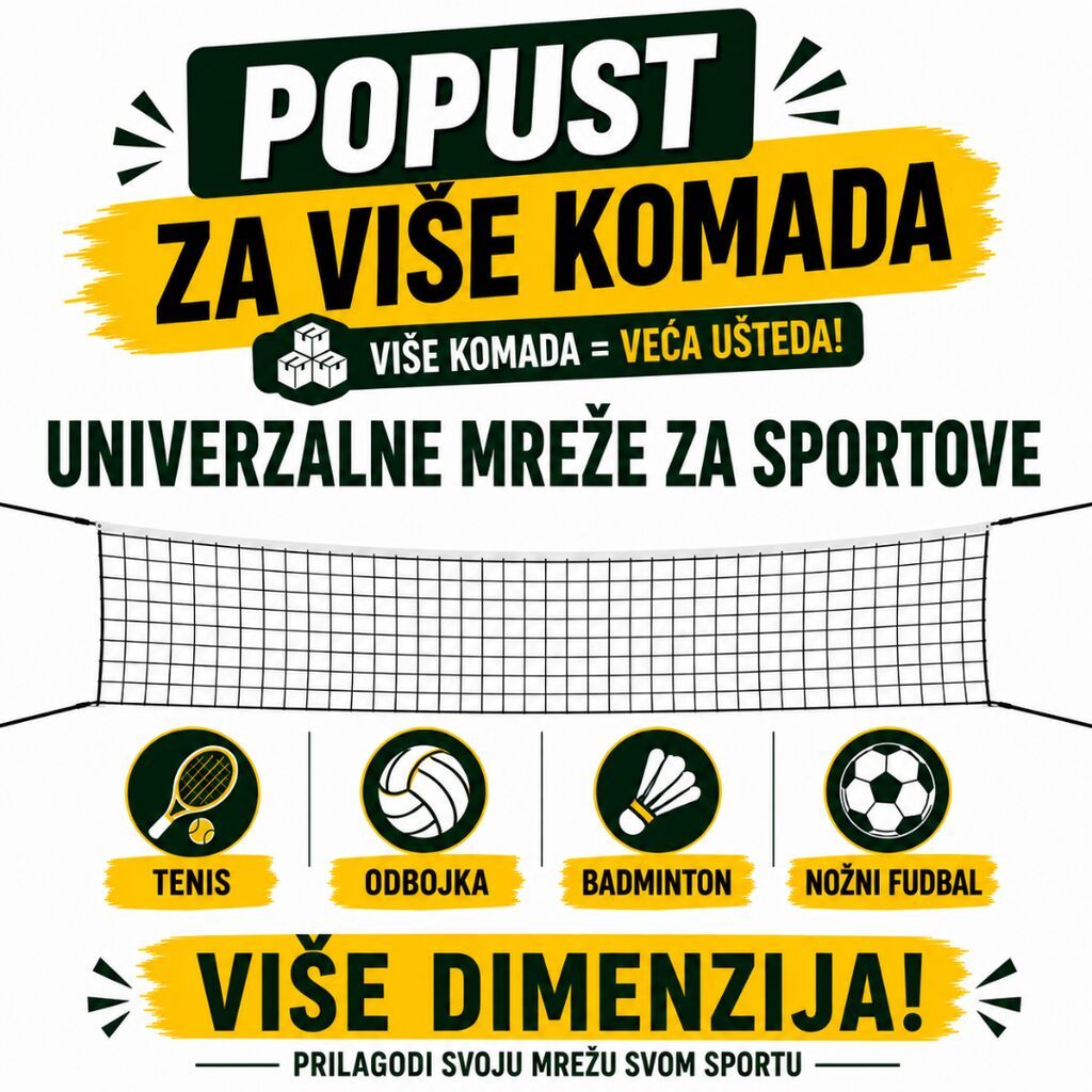 Akcija! Mreža za Odbojku, Tenis, Badminton i Nožni Fudbal Prodajem