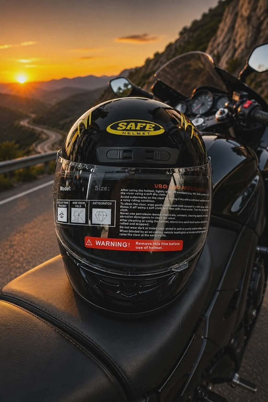 Moto kaciga SAFE – crna (full face) Kvalitetna i moderna moto kaciga