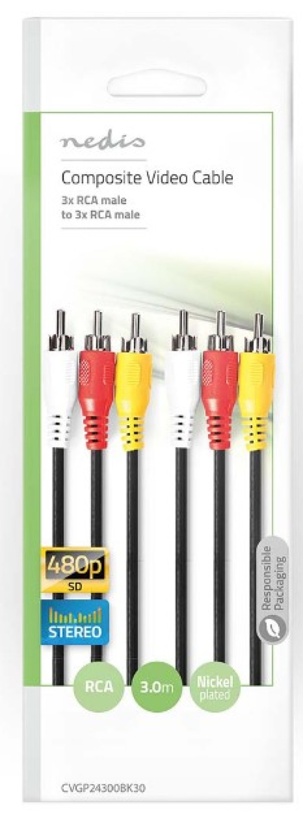 CVGP24300BK30 Kabl 3xRCA muski - 3xRCA muski 3m