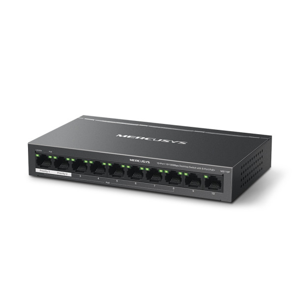 MERCUSYS MS110P(UN) 0-Port 10 100Mbps Desktop Switch with 8-Port PoE+ (LAN04866)
