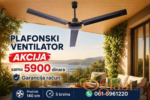 Plafonski ventilator crni 140 cm