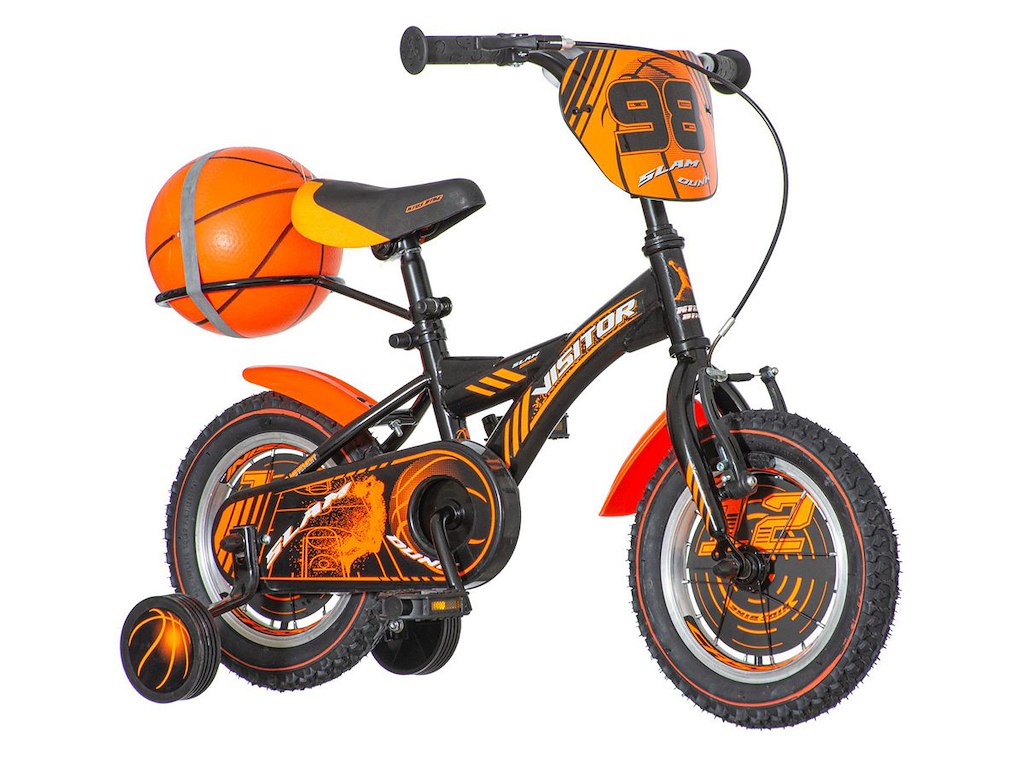 BICIKL KIDS VISITOR BASKET 12″ 7″ V-BRAKE KONTRA 95-115CM (12″) CRNO NARANDŽASTI