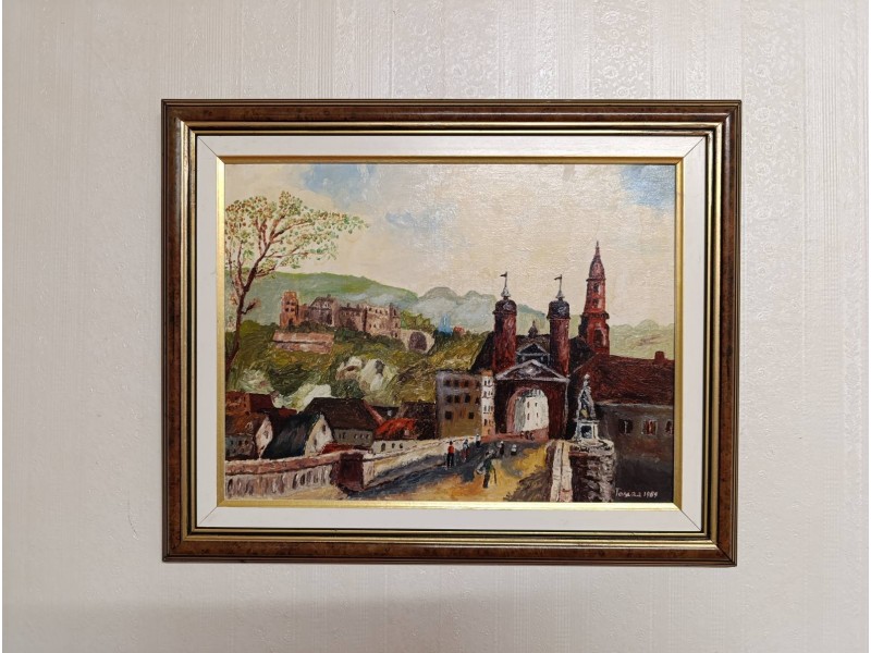 Gradski pejzaž, ulje, uramljeno 50x40