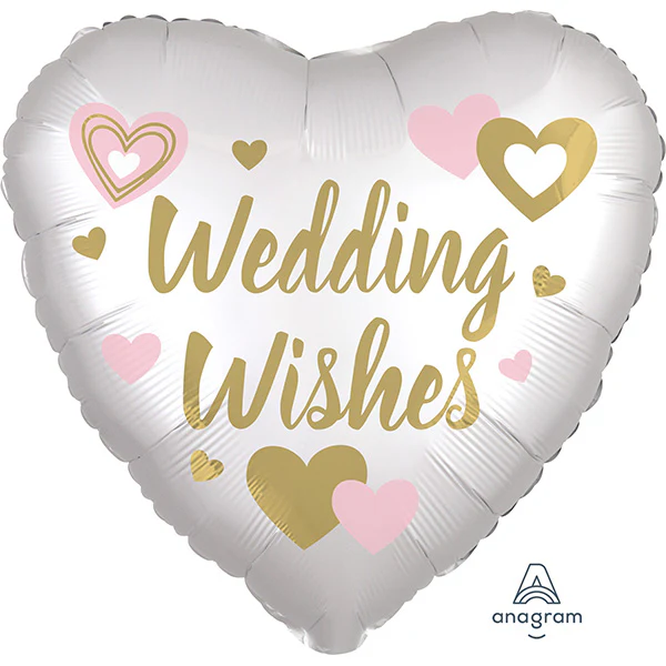 18”45cm Foil Satin Wedding Wishes White folija balon