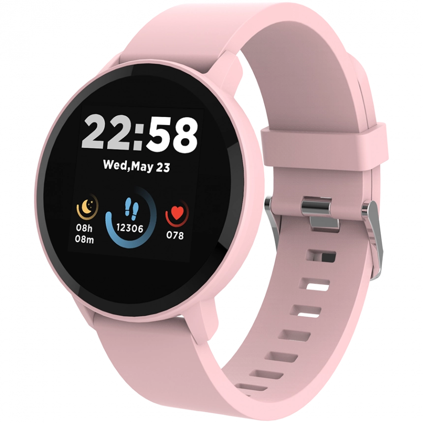 CANYON Lollypop SW-63, Smart watch, 1.3inches IPS full touch screen, Round watch, IP68 waterproof, multi-sport mode, BT5.0, compatibility with iOS and android, Pink, Host: 25.2*42.5*10.7mm, Strap:...