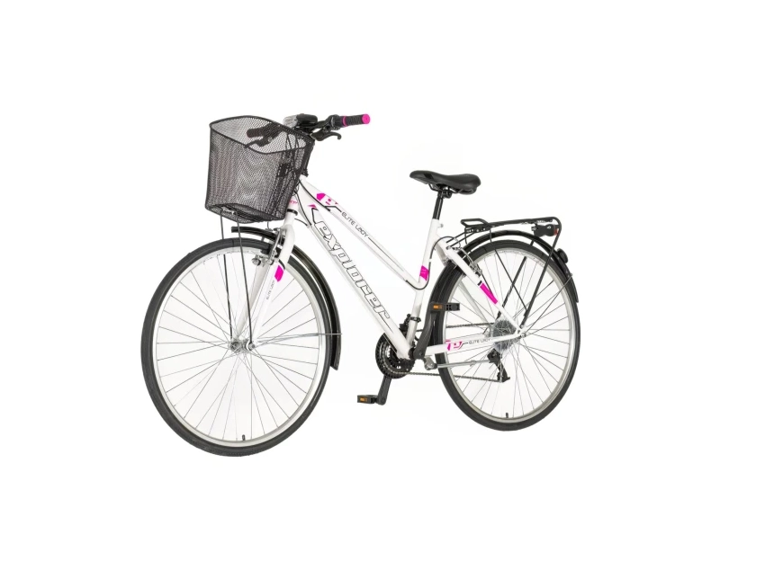 Bicikla city Explorer lady 28/V-BRAKE/18 brzina/sa korpom/belo roza