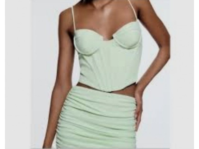SHEIN Elegantni satenski korset u pastelno zelenoj