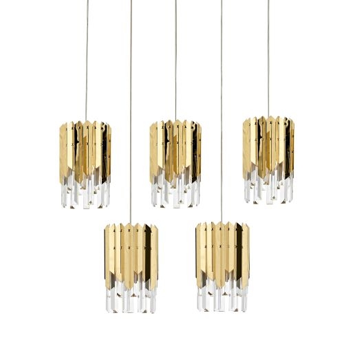 24005 ELEGANT VISECI LUSTER 5 X E14 GOLD OKTAY
